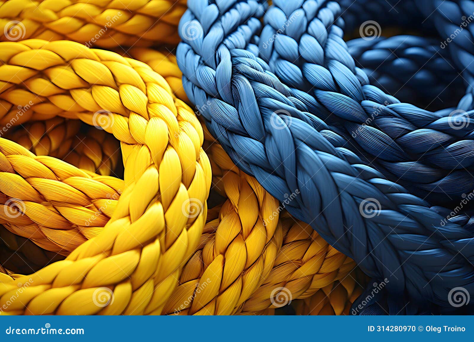 Colored Twisted Ropes Made of Durable Material Close-up. Nautical Rope ...