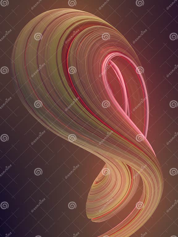 Colored Twisted Shape. Computer Generated Abstract Geometric 3D Render ...
