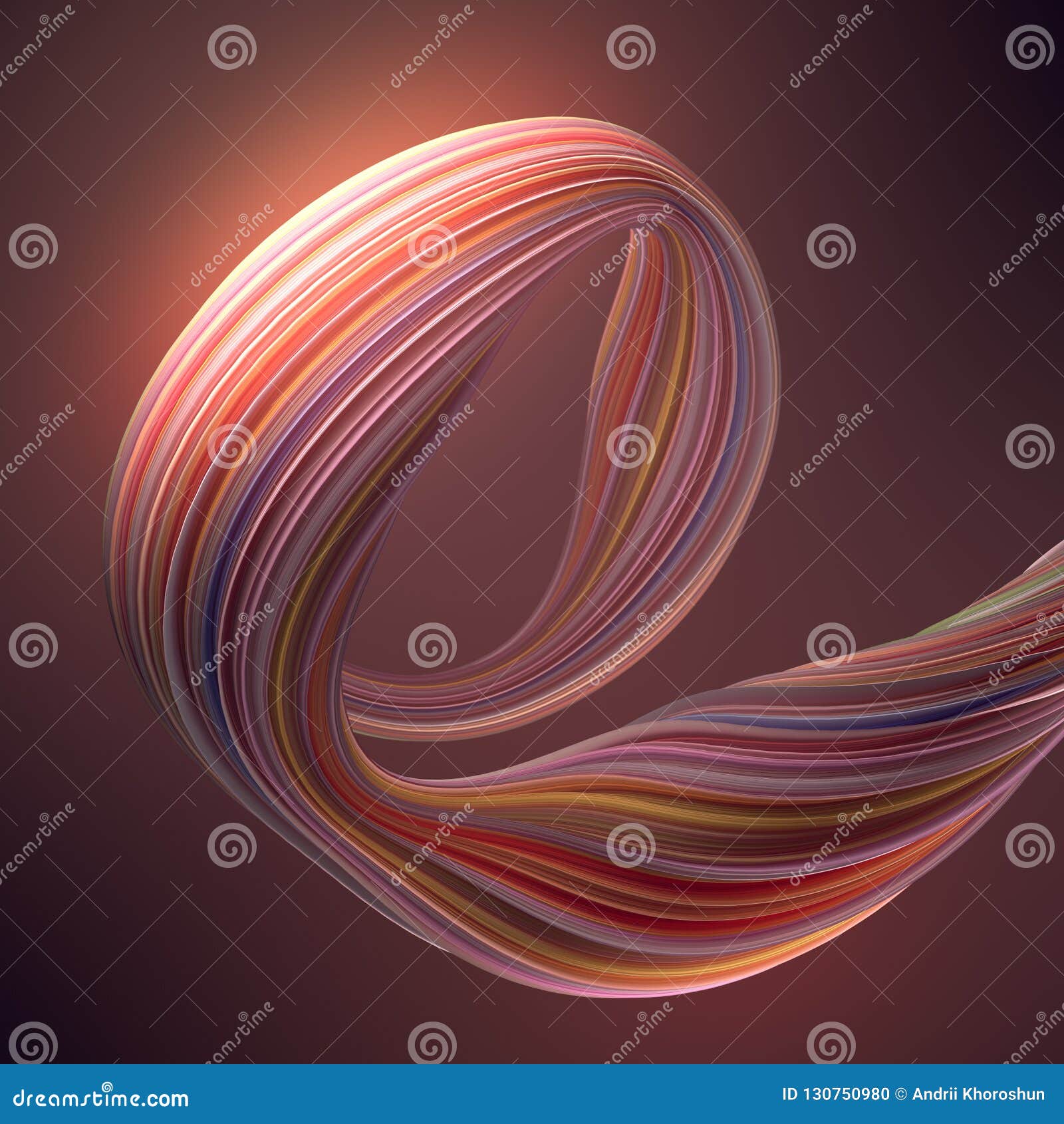 Colored Twisted Shape. Computer Generated Abstract Geometric 3D Render ...