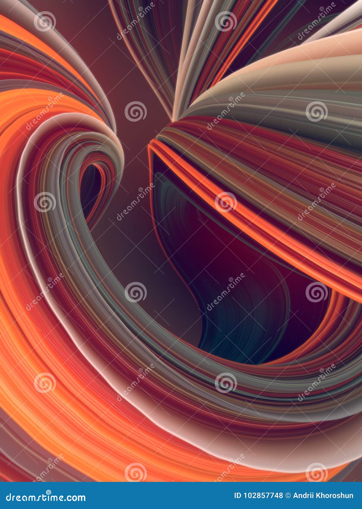 Colored Twisted Shape. Computer Generated Abstract Geometric 3D Render ...