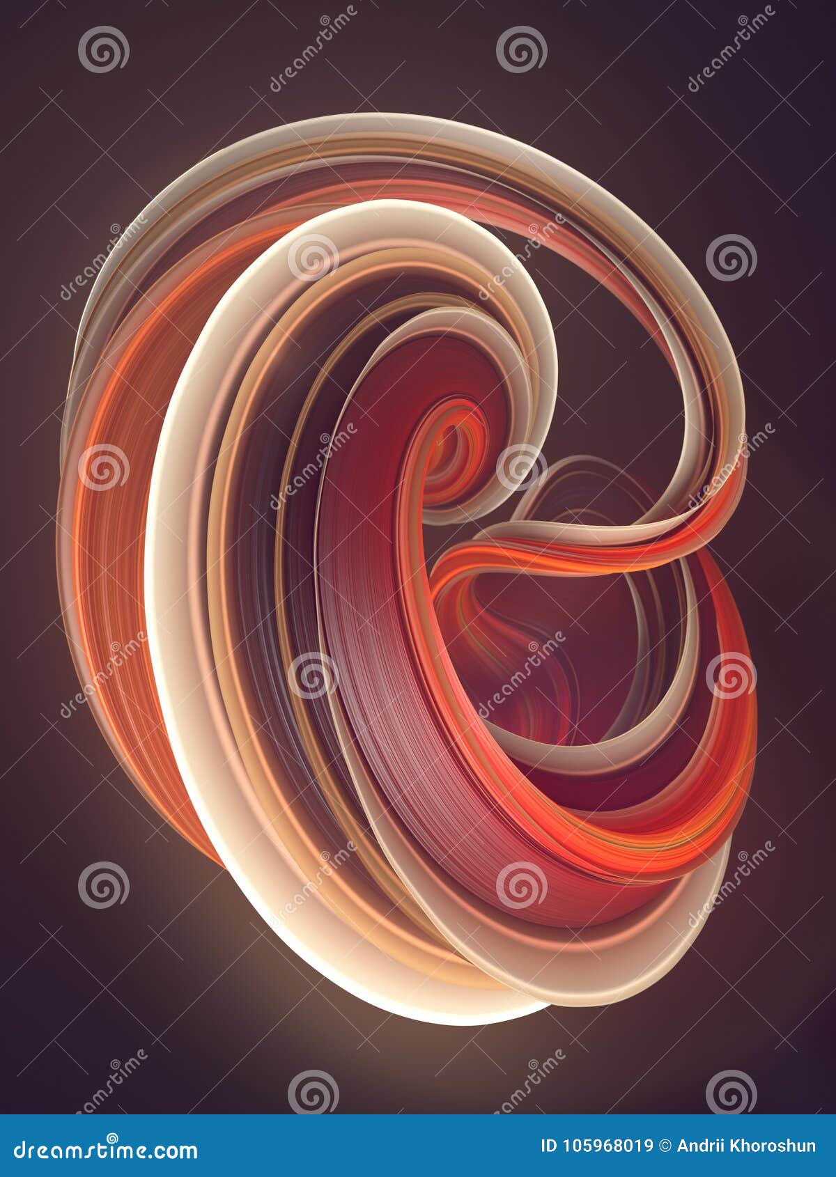 Colored Twisted Shape. Computer Generated Abstract Geometric 3D Render ...