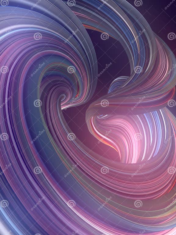 Colored Twisted Shape. Computer Generated Abstract Geometric 3D Render ...