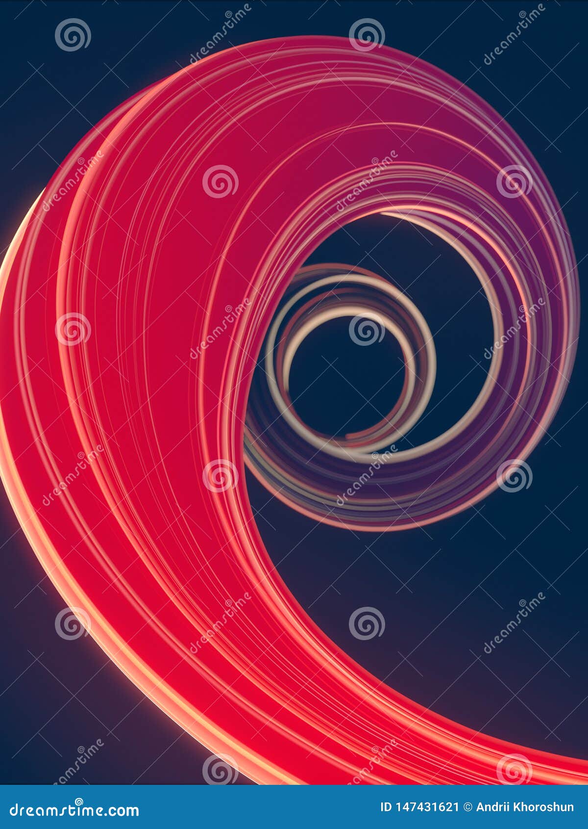 Colored Twisted Shape. Computer Generated Abstract Geometric 3D Render ...