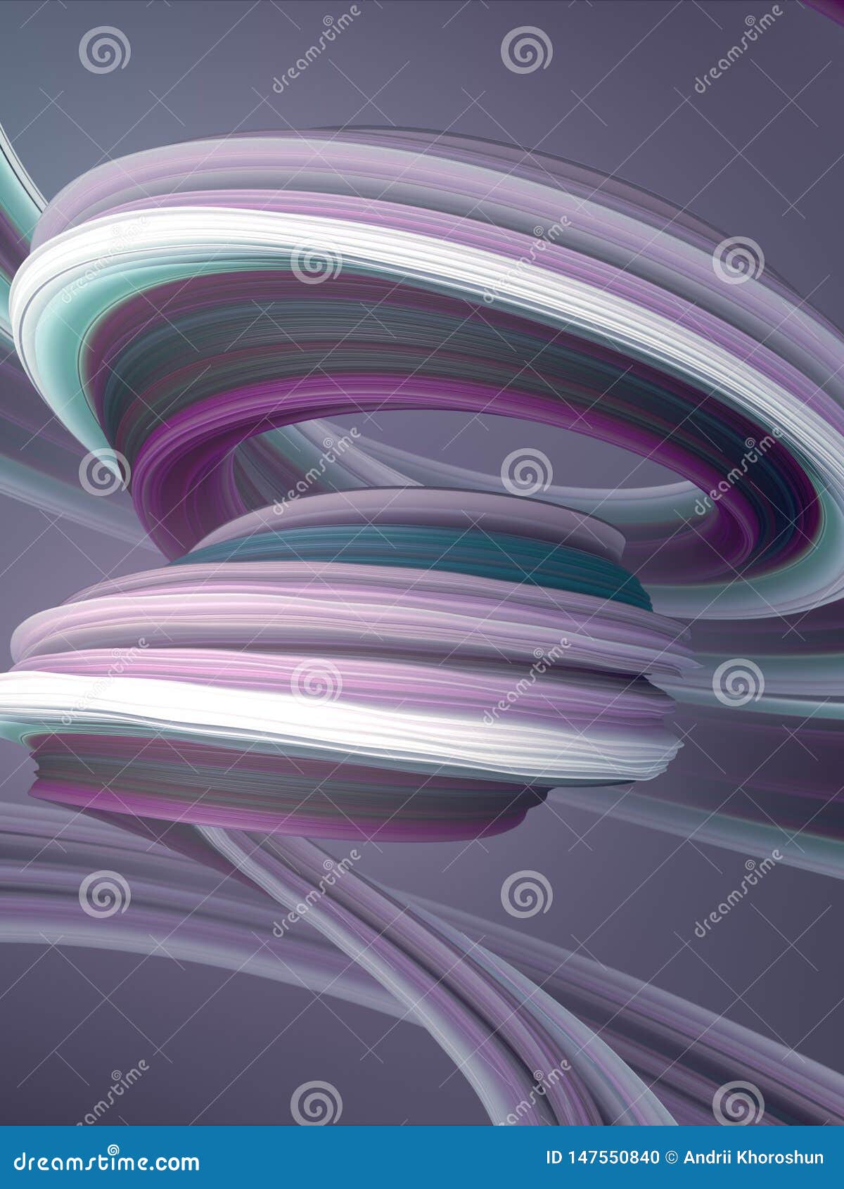 Colored Twisted Shape. Computer Generated Abstract Geometric 3D Render ...