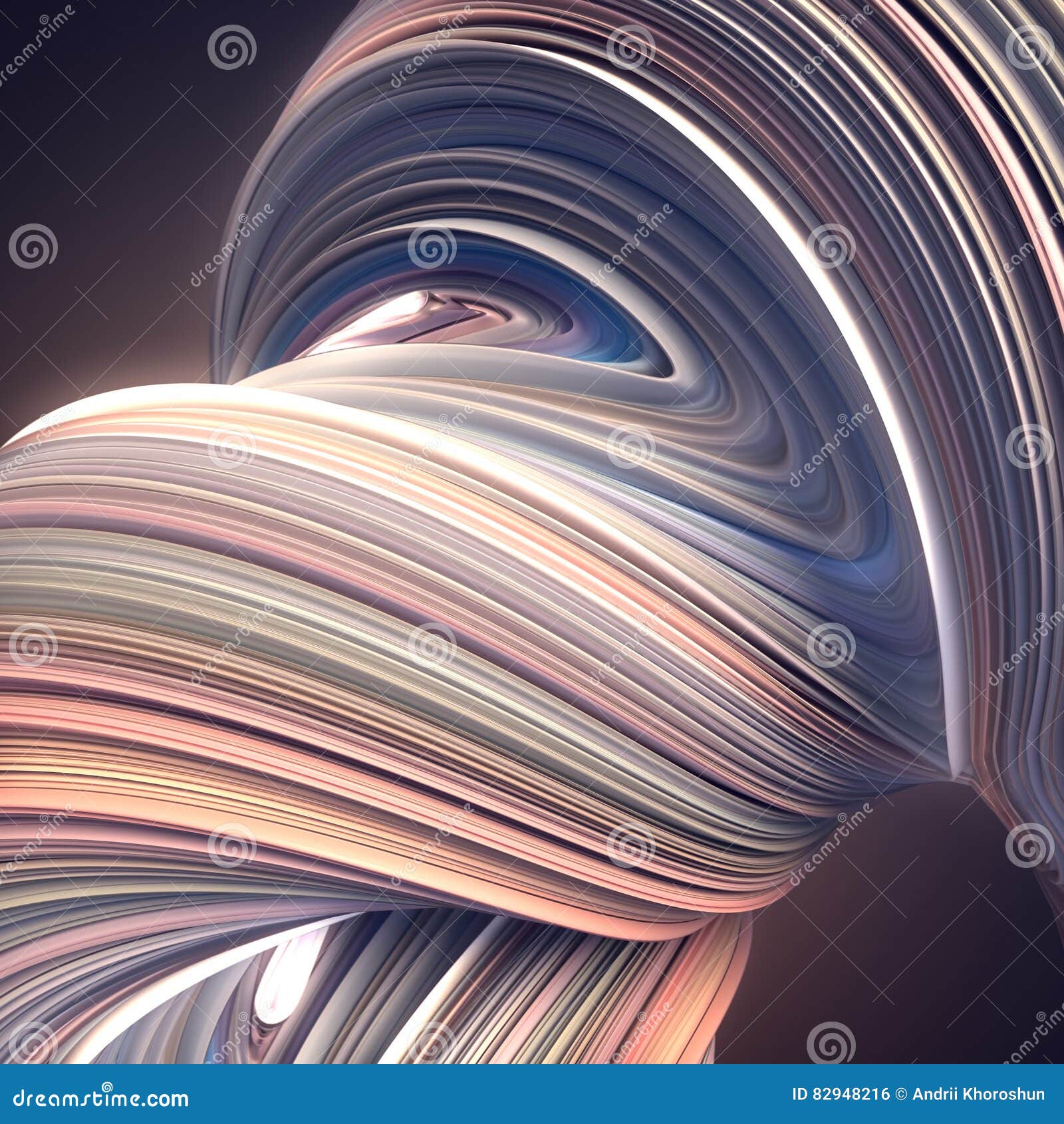 Colored Twisted Shape. Computer Generated Abstract Geometric 3D Render ...