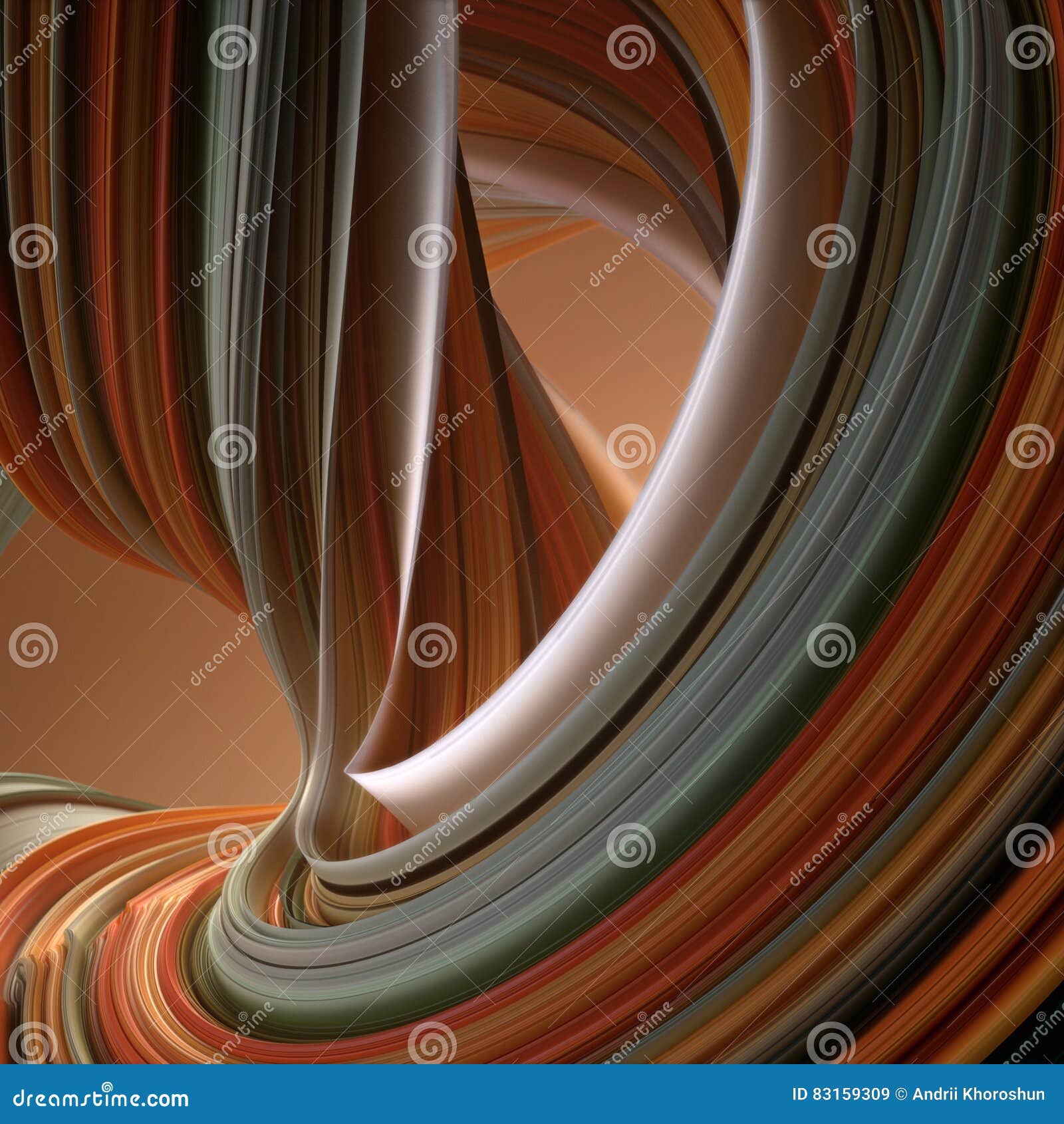 Colored Twisted Shape. Computer Generated Abstract Geometric 3D Render ...