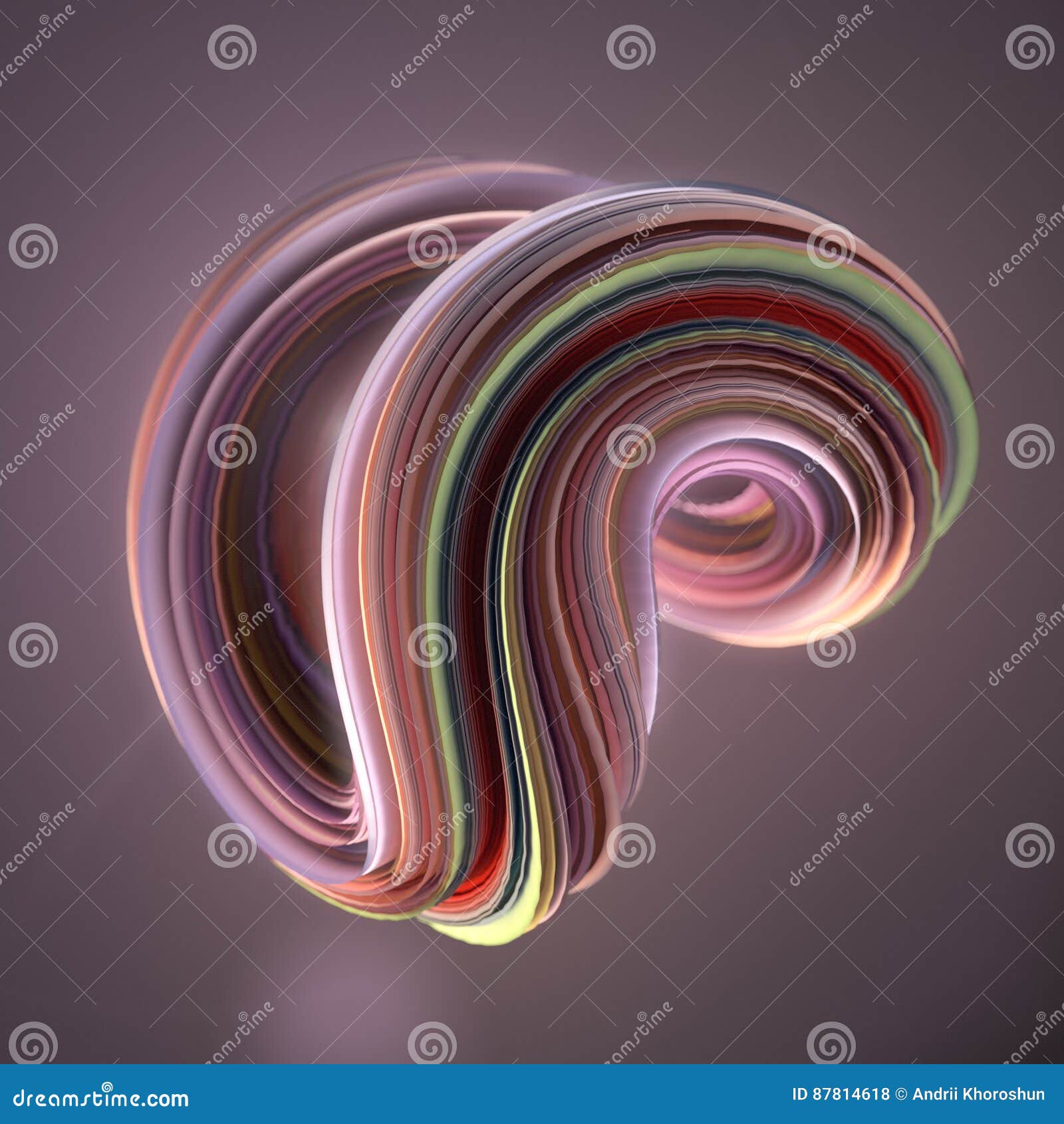 Colored Twisted Shape. Computer Generated Abstract Geometric 3D Render ...