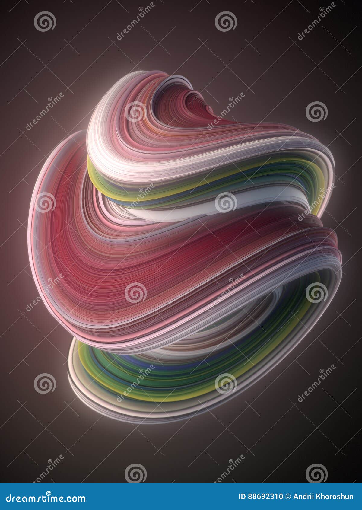 Colored Twisted Shape. Computer Generated Abstract Geometric 3D Render ...