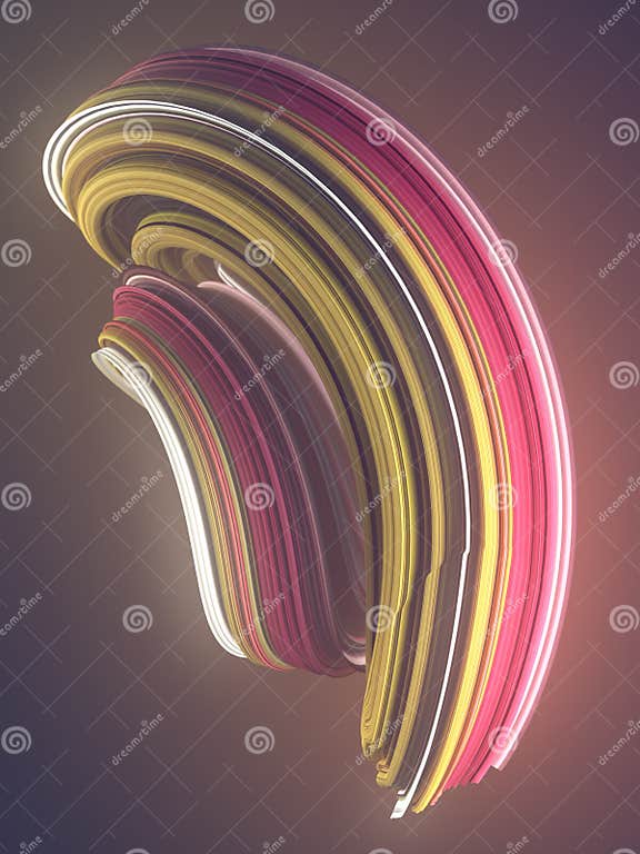 Colored Twisted Shape. Computer Generated Abstract Geometric 3D Render ...