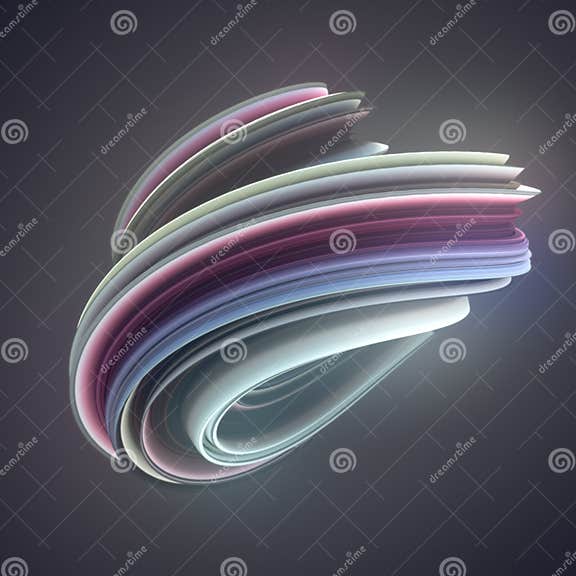 Colored Twisted Shape. Computer Generated Abstract Geometric 3D Render ...