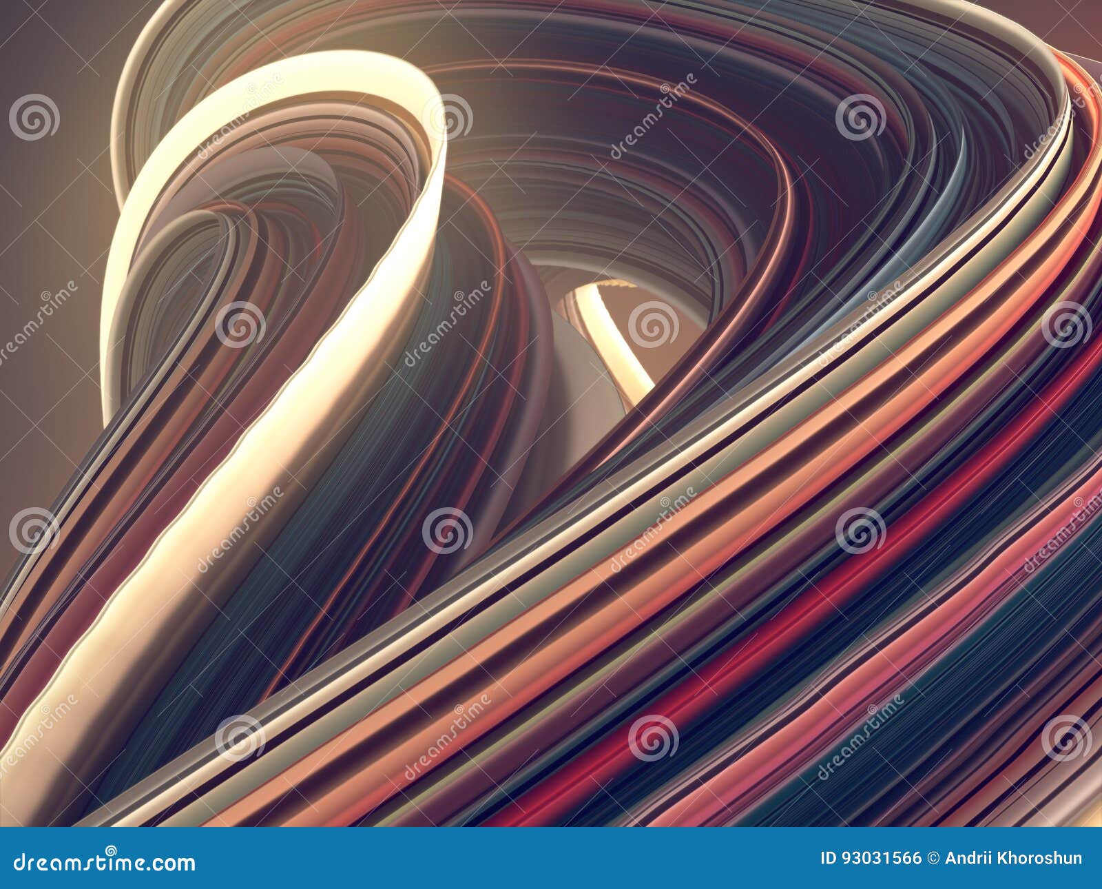 Colored Twisted Shape. Computer Generated Abstract Geometric 3D Render ...