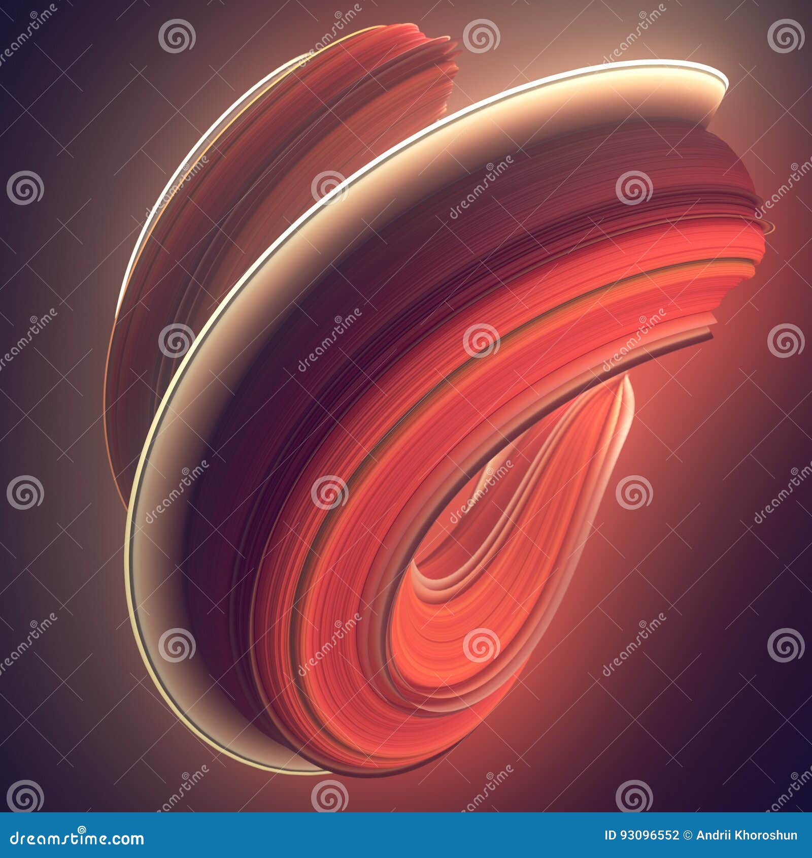 Colored Twisted Shape. Computer Generated Abstract Geometric 3D Render ...