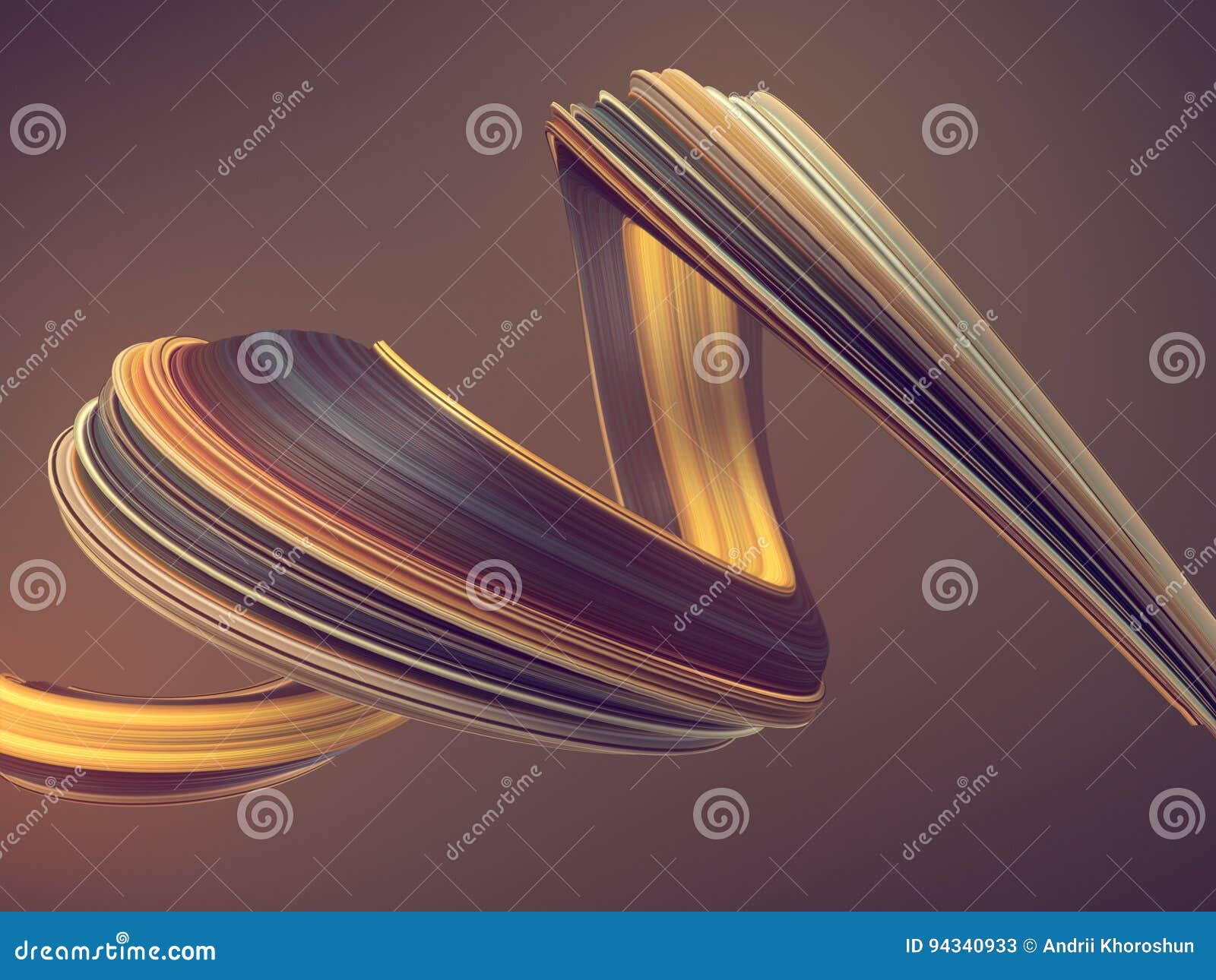 Colored Twisted Shape. Computer Generated Abstract Geometric 3D Render ...