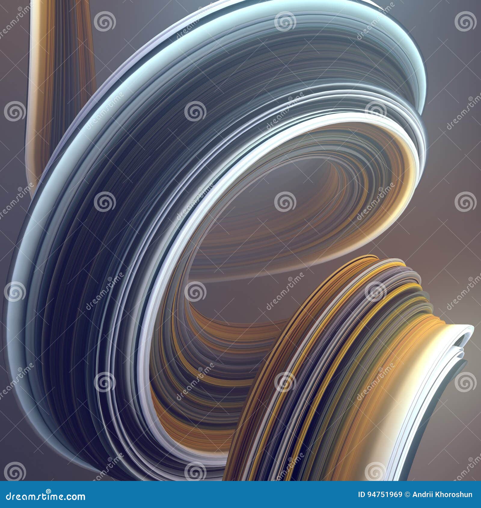 Colored Twisted Shape. Computer Generated Abstract Geometric 3D Render ...