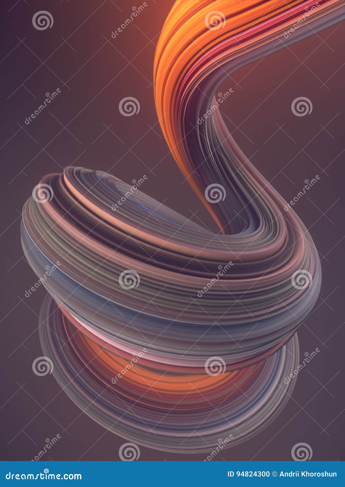 Colored Twisted Shape. Computer Generated Abstract Geometric 3D Render ...