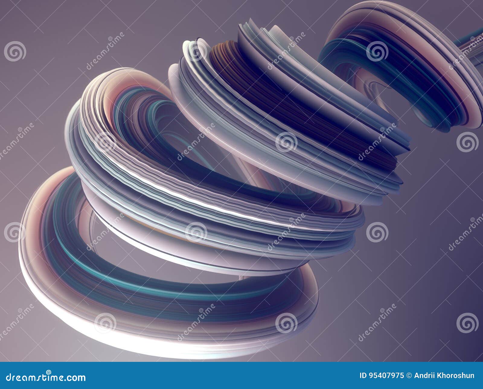 Colored Twisted Shape. Computer Generated Abstract Geometric 3D Render ...