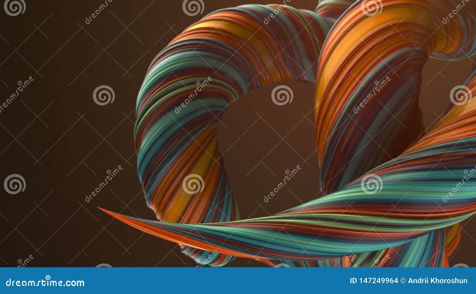 Colored Twisted Shapes. Computer Generated Abstract Geometric 3D Render ...