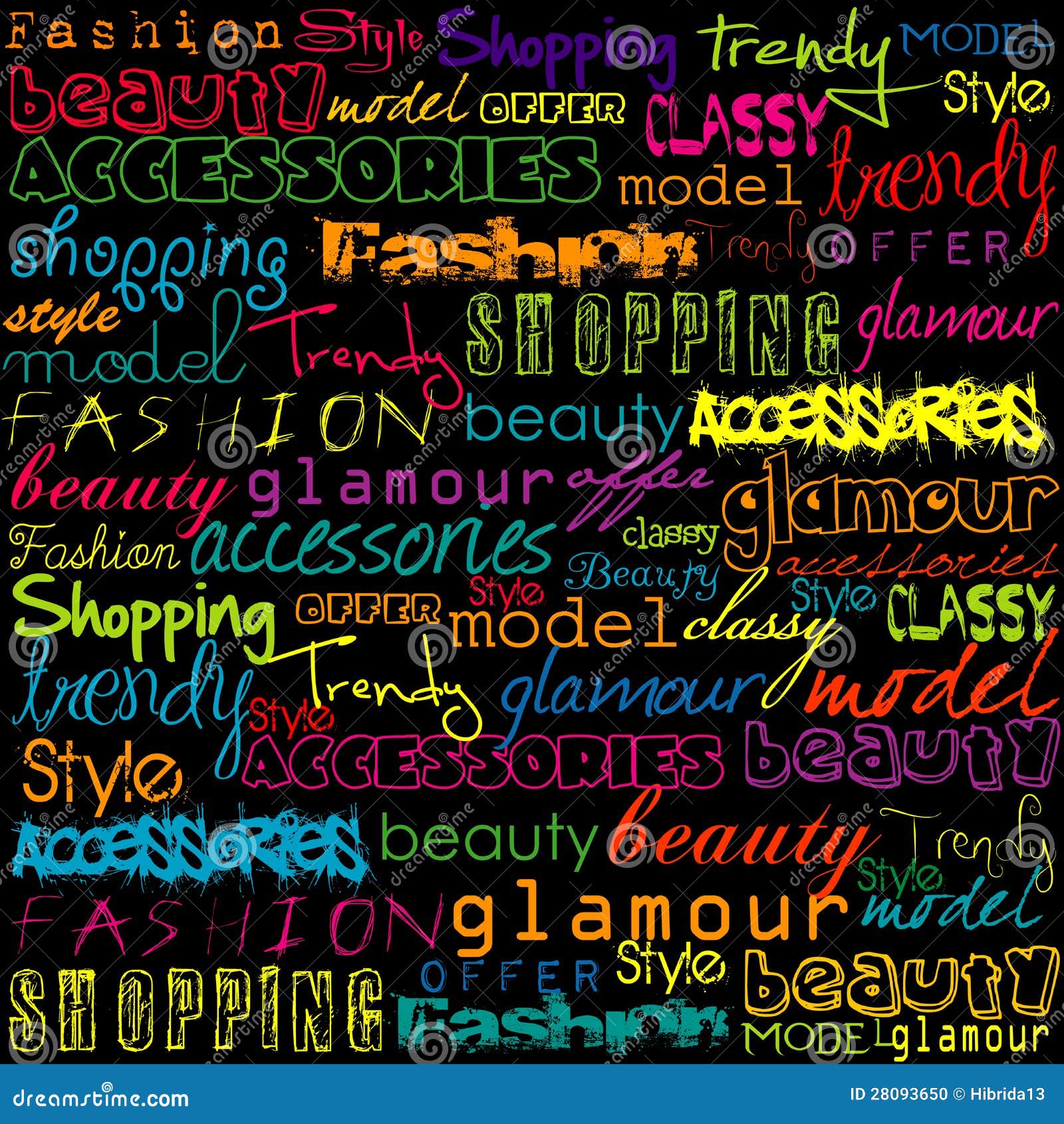 Colored Typoghraphy with Fashion Words Stock Vector - Illustration of ...