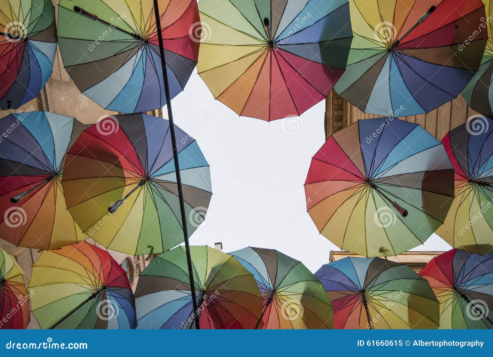 Colored umbrellas stock image. Image of cover, orange - 61660615