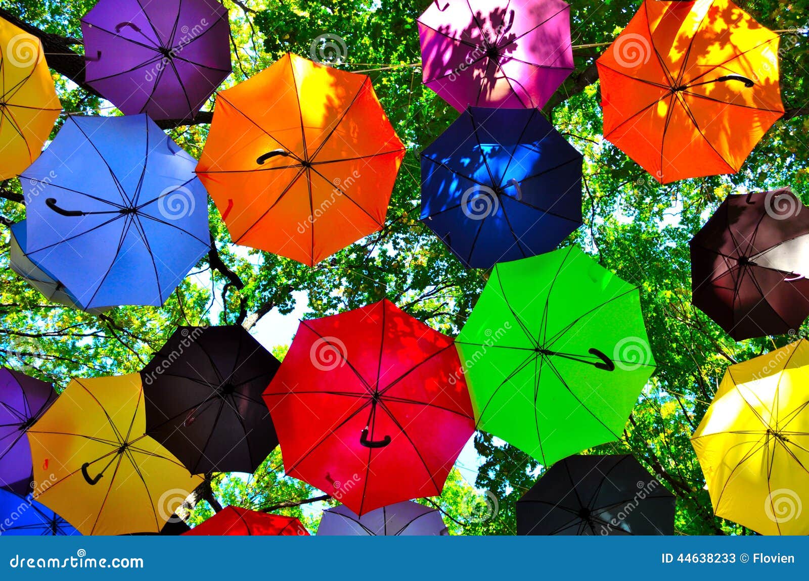 Colored umbrellas stock image. Image of handicraft, purple - 44638233