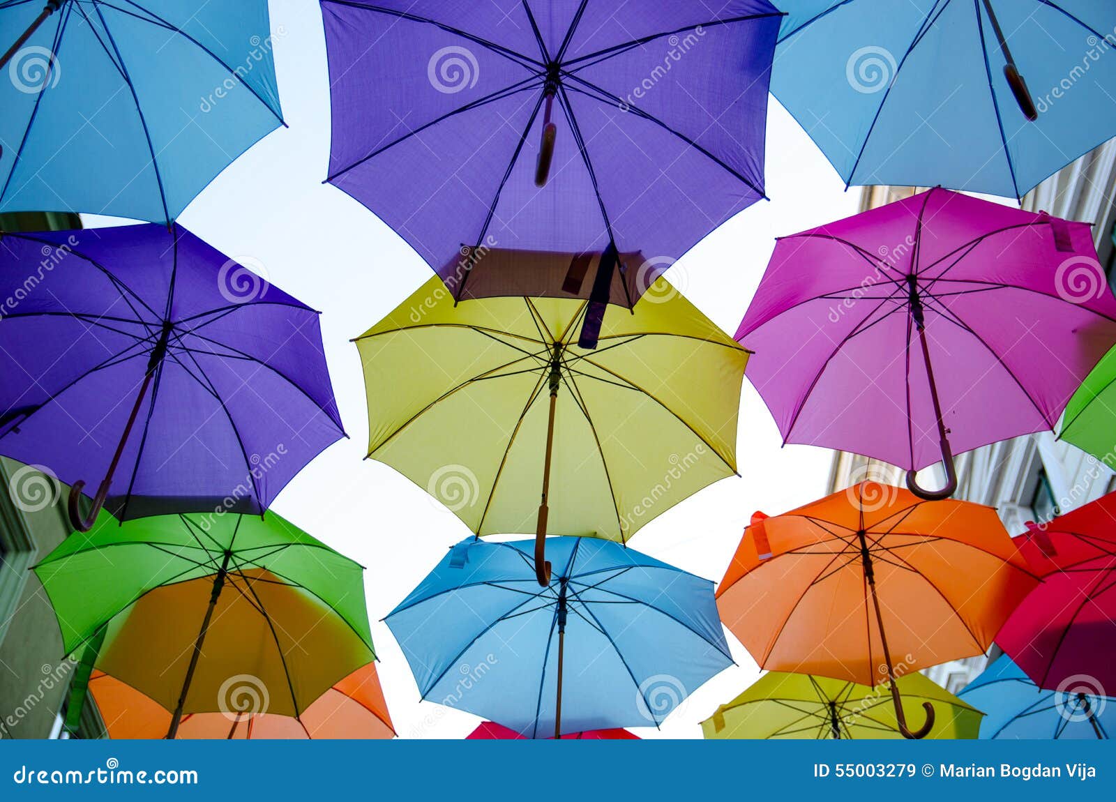 Colored umbrellas stock image. Image of bright, artistic - 55003279