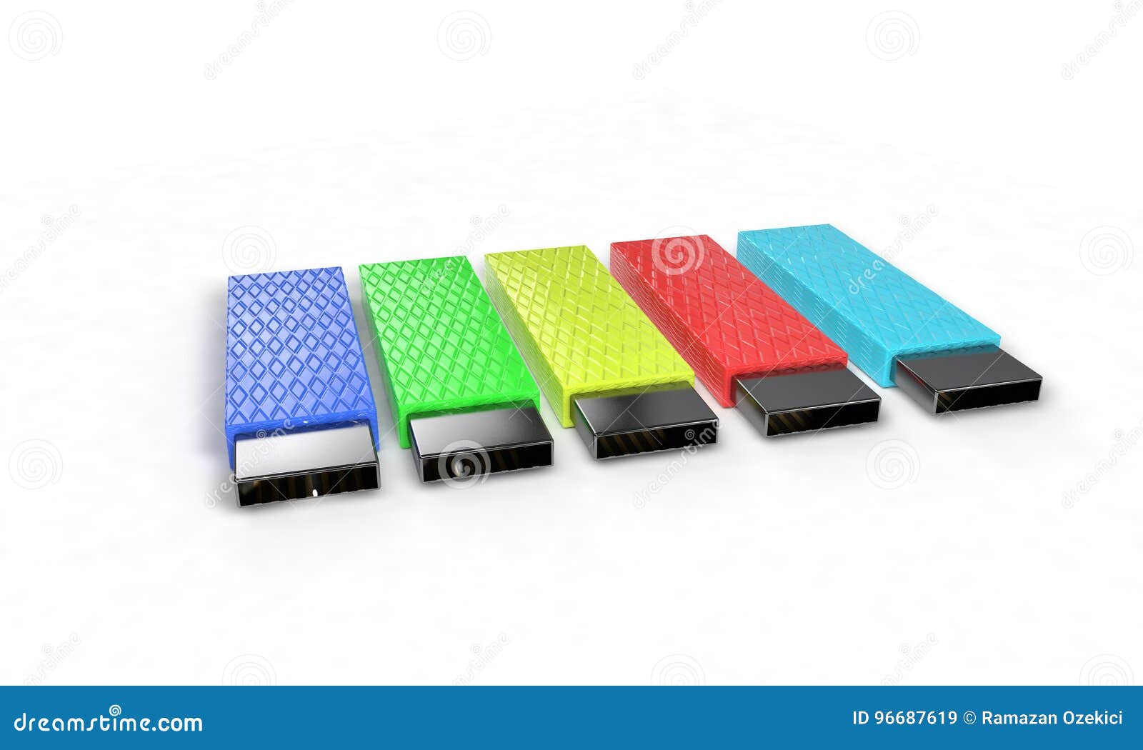 Colored Usb Disk on the White, 3d Stock Illustration - Illustration of ...