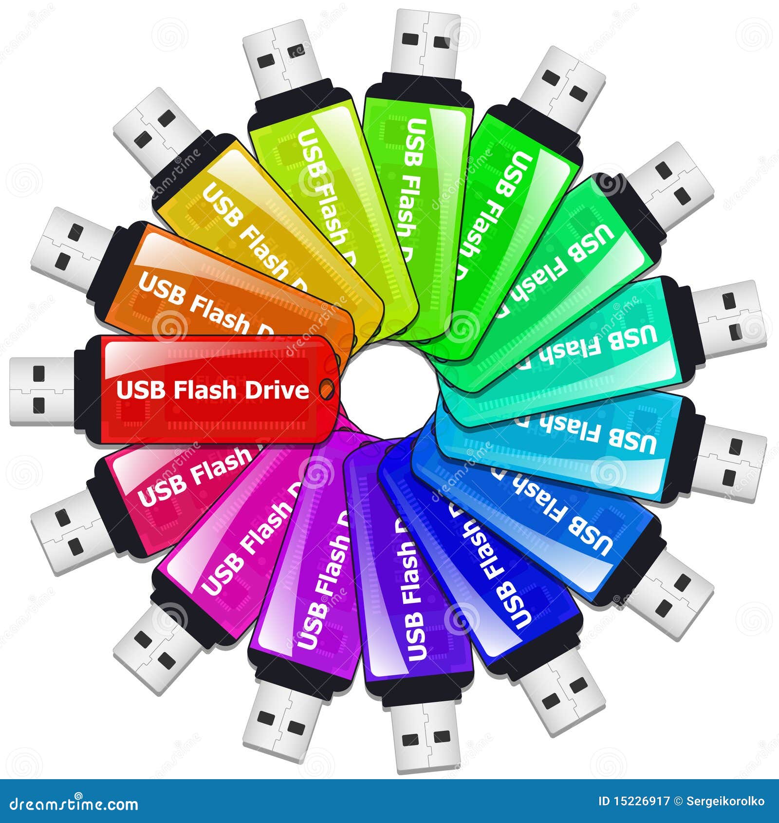 Colored USB flash drives stock vector. Illustration of hardware - 15226917
