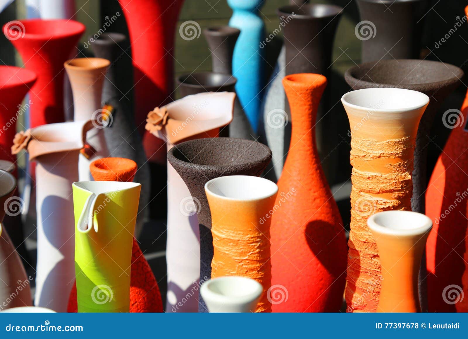 Colored vases stock photo. Image of flowers, style, craftsmanship ...