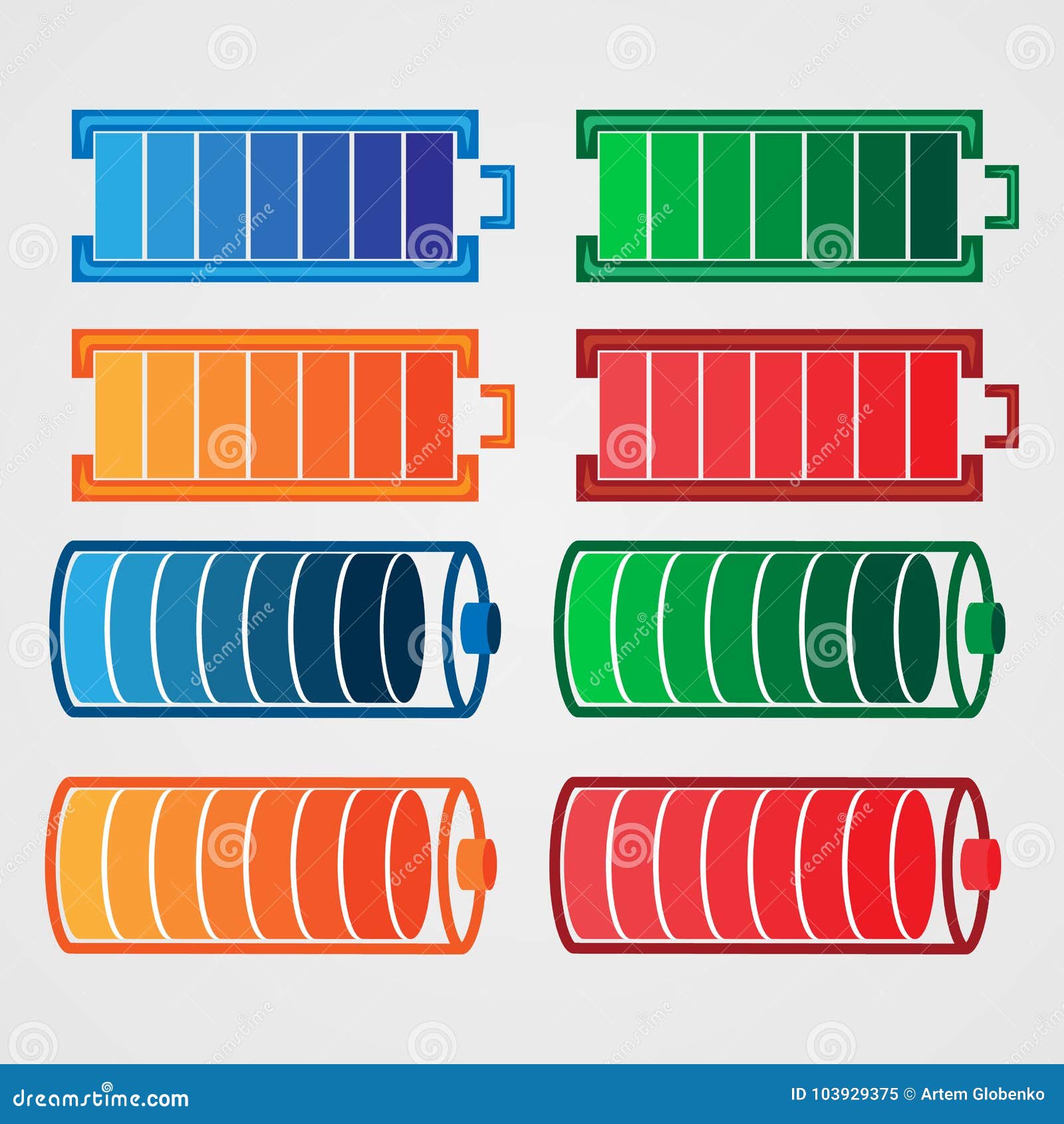Colored Vector Battery Charge Indicator. Stock Vector - Illustration of ...