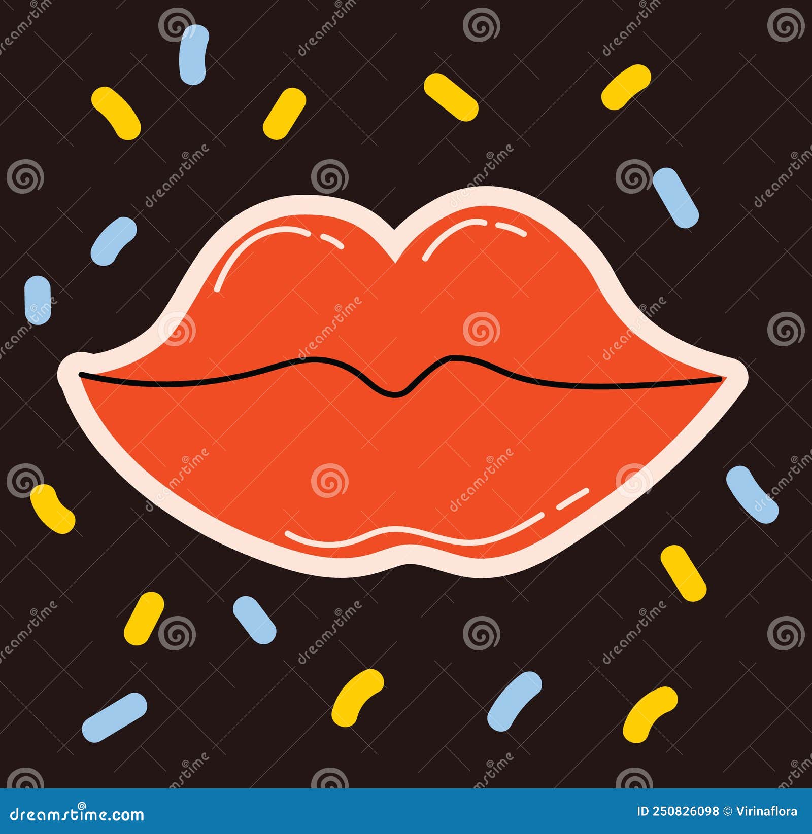 Colored Vector Illustartion of Crazy Lips for Posters in Cartoon Flat ...