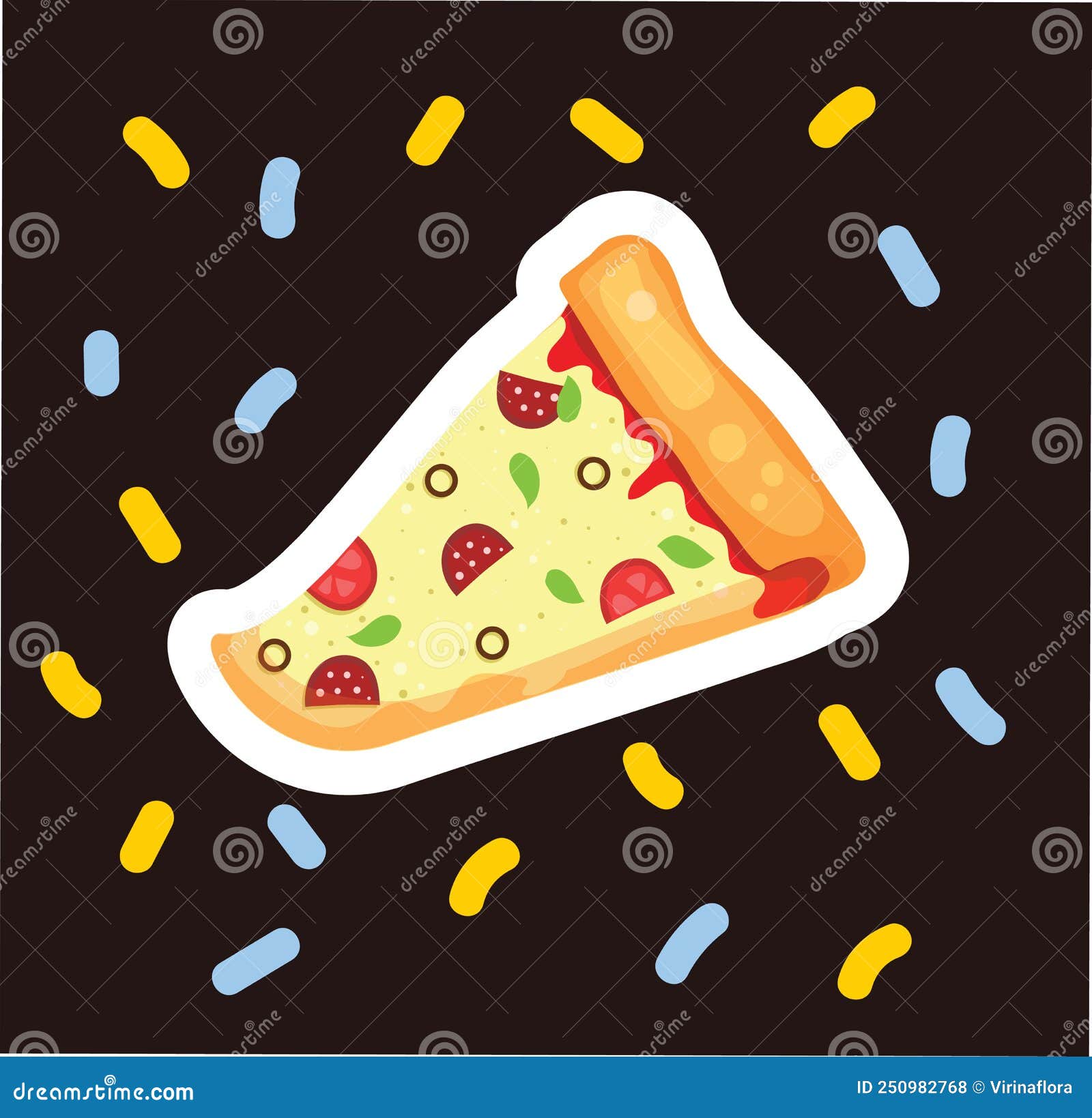 Colored Vector Illustartion of Crazy Pizza for Posters in Cartoon Flat ...