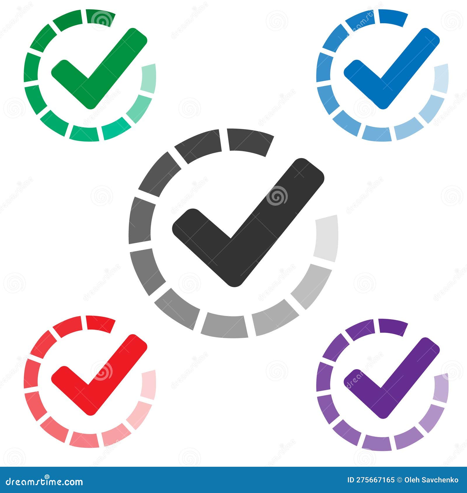 Colored Vector Illustration with Checkmark Icon Set Stock Vector ...