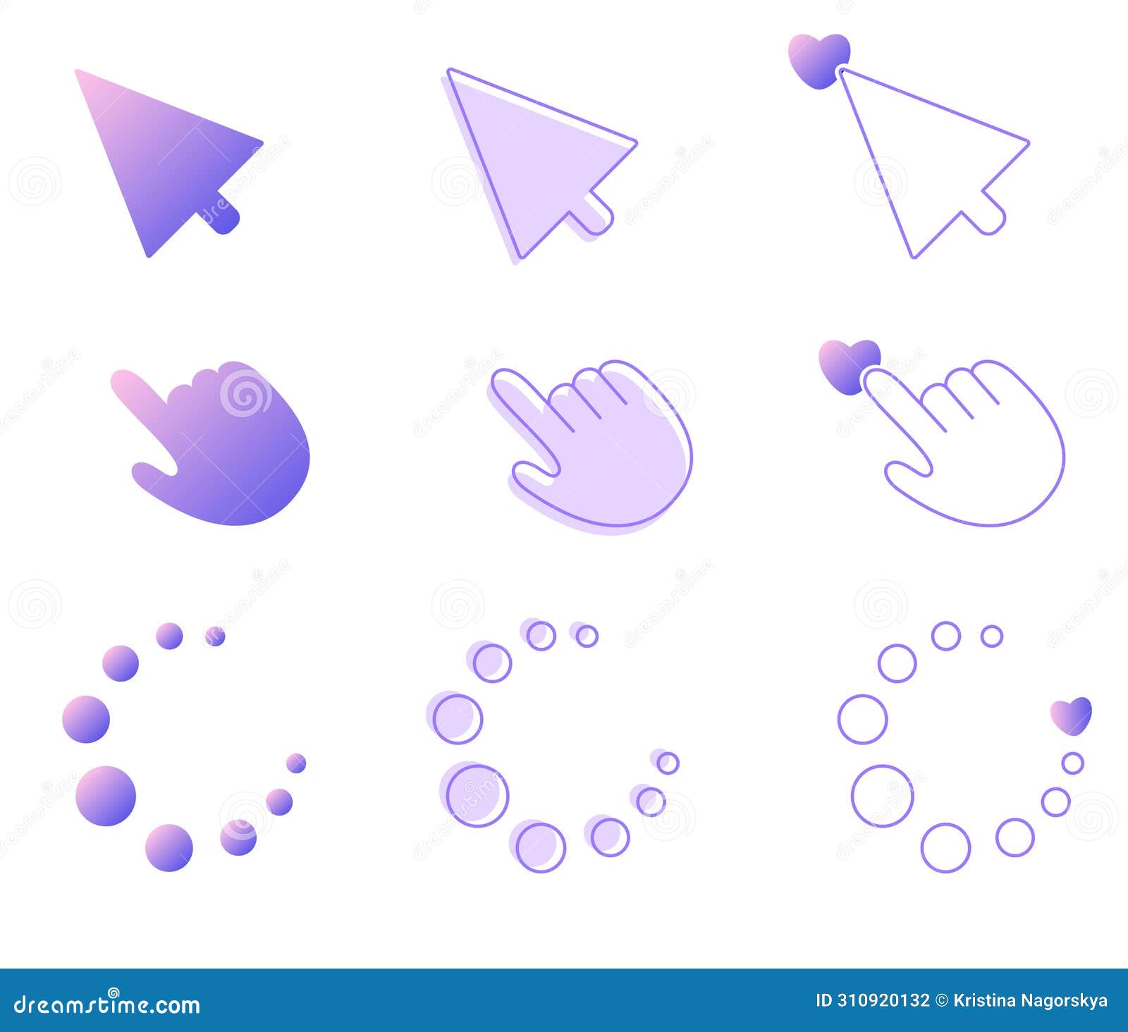 Colored Vector Set with Various Cursor and Loading Icons Stock Vector ...