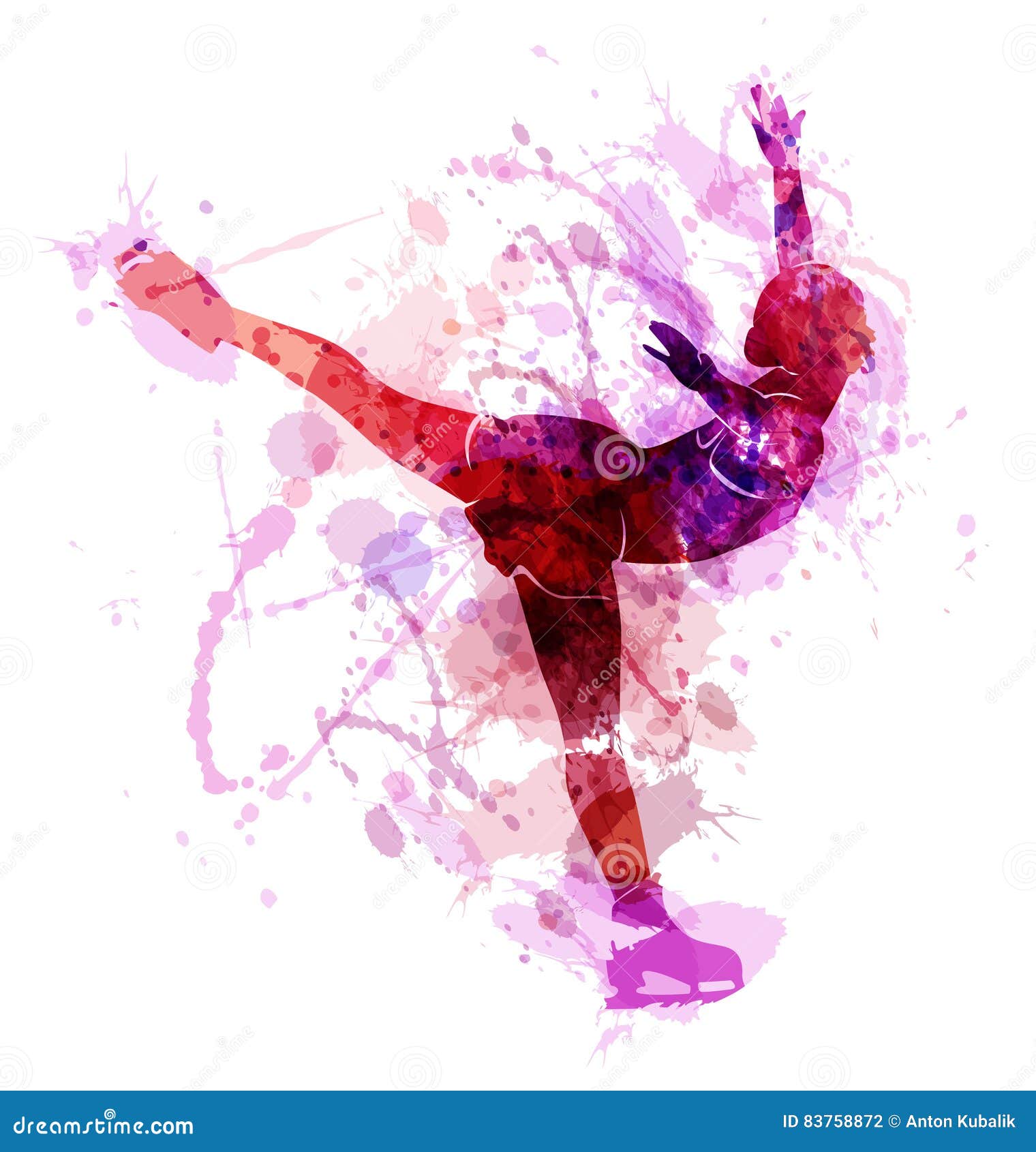 Girl Figure Skater. Figure Skating. Black And White Illustration Of A ...