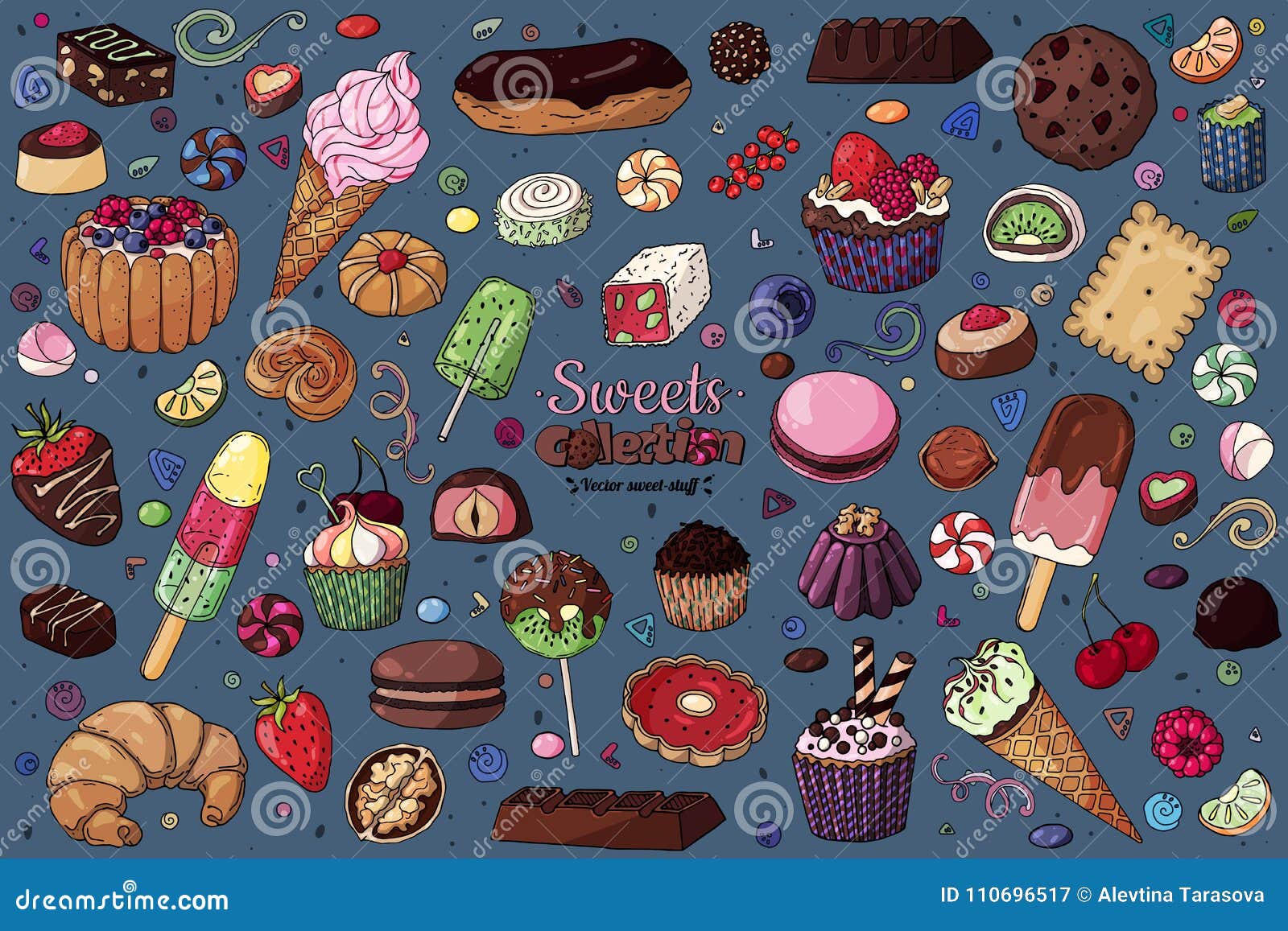 Colored sweets collection stock vector. Illustration of design - 110696517