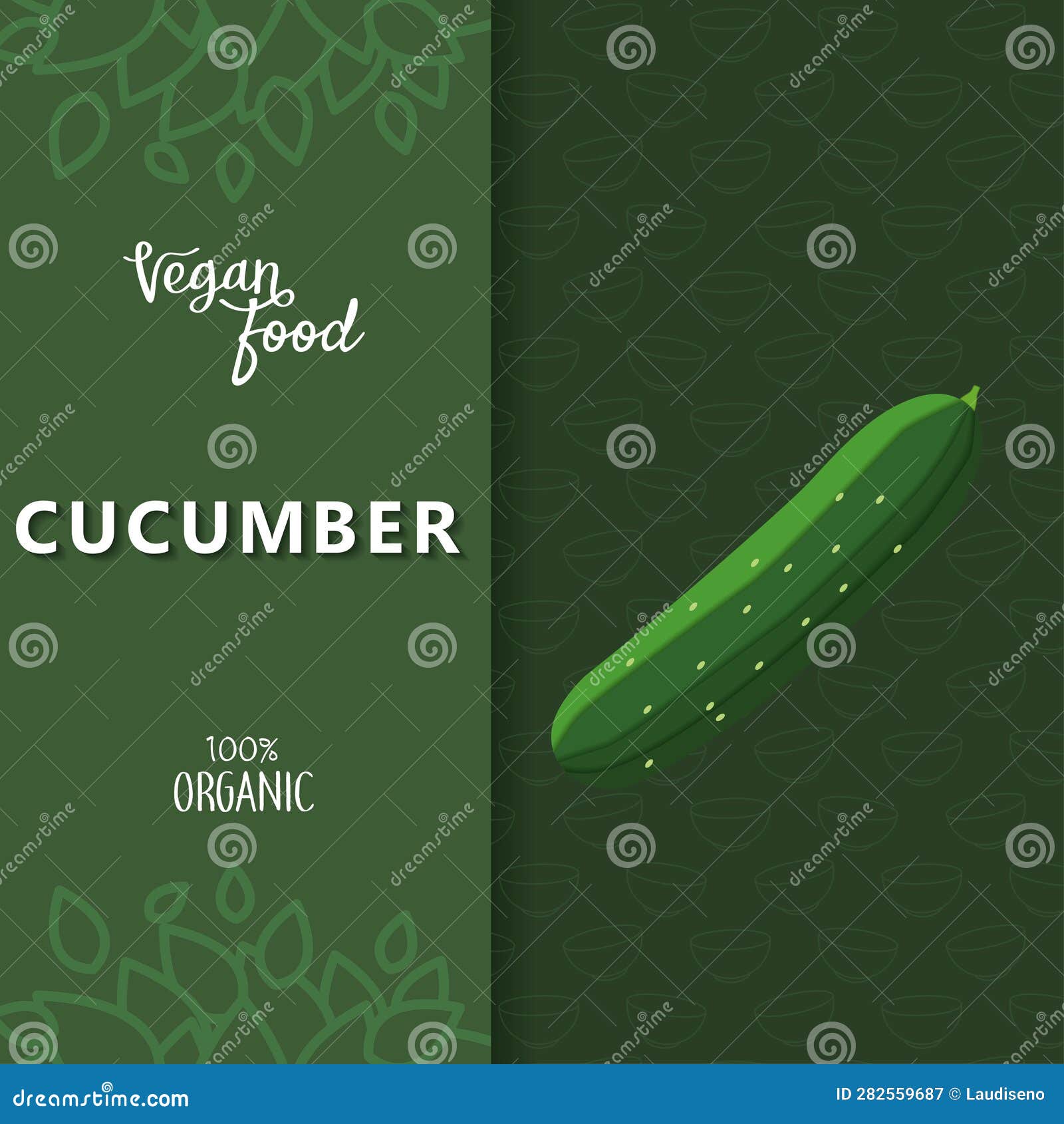 Colored Vegan Food Poster with Cucumber Vector Stock Vector ...