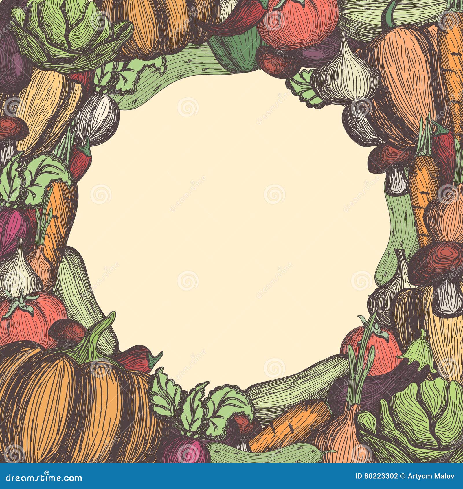 Colored vegetables frame stock vector. Illustration of pepper - 80223302