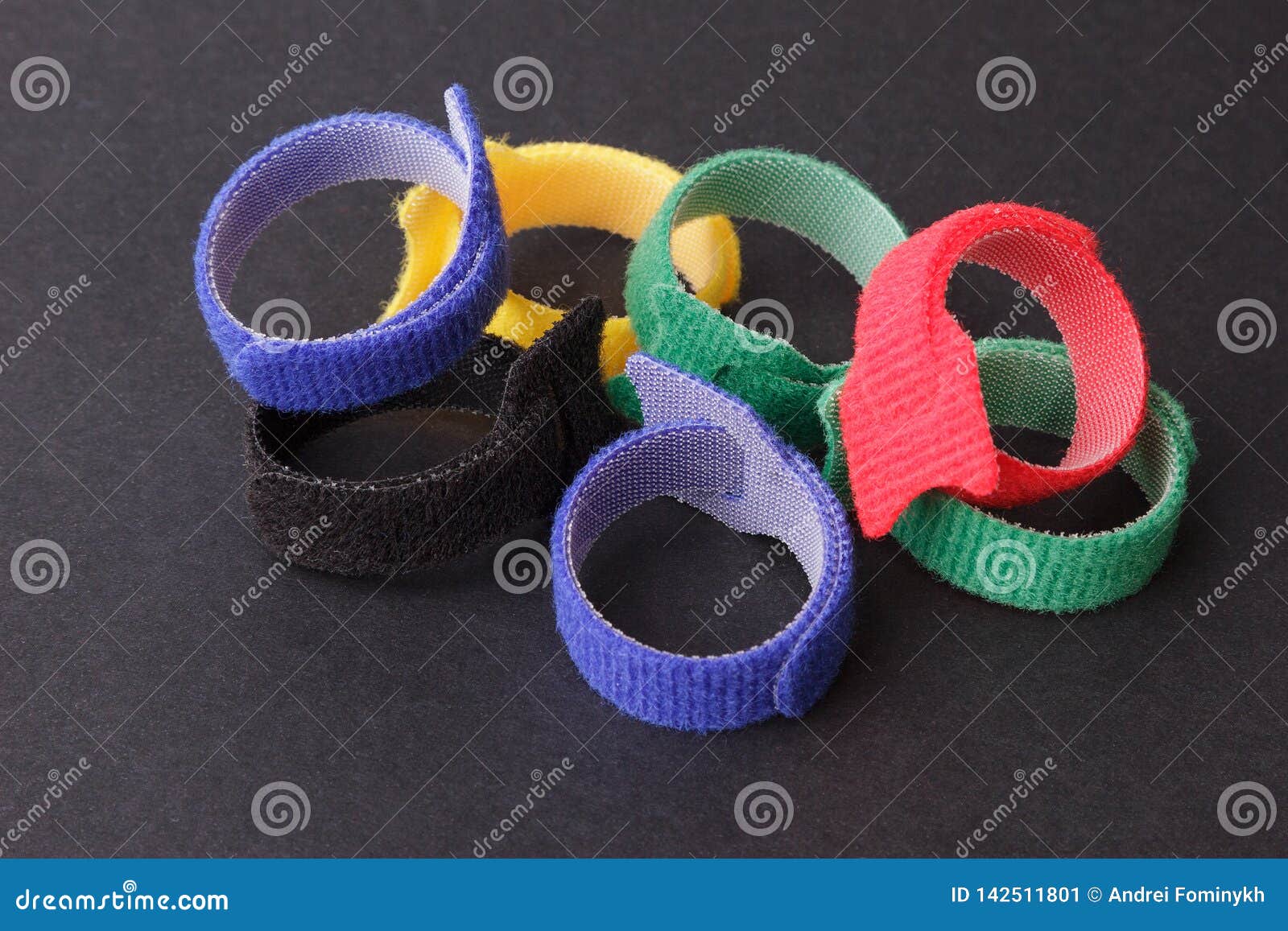 Colored velcro clamps stock image. Image of cabling - 142511801