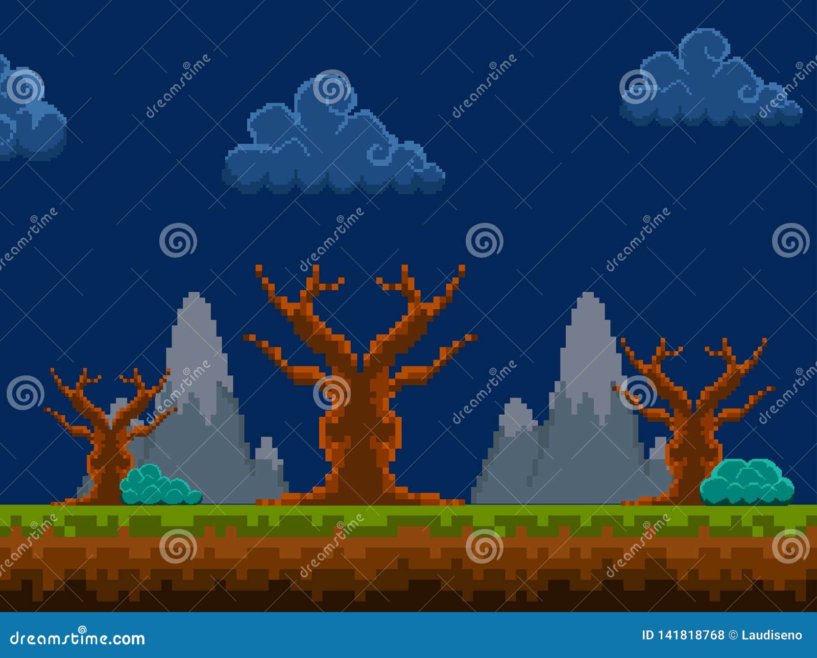 Colored videogame stage stock vector. Illustration of parallax - 141818768