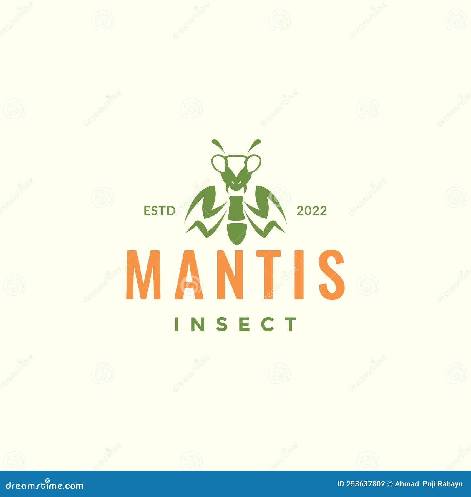Colored Vintage Mantis Logo Design Stock Vector - Illustration of leaf ...