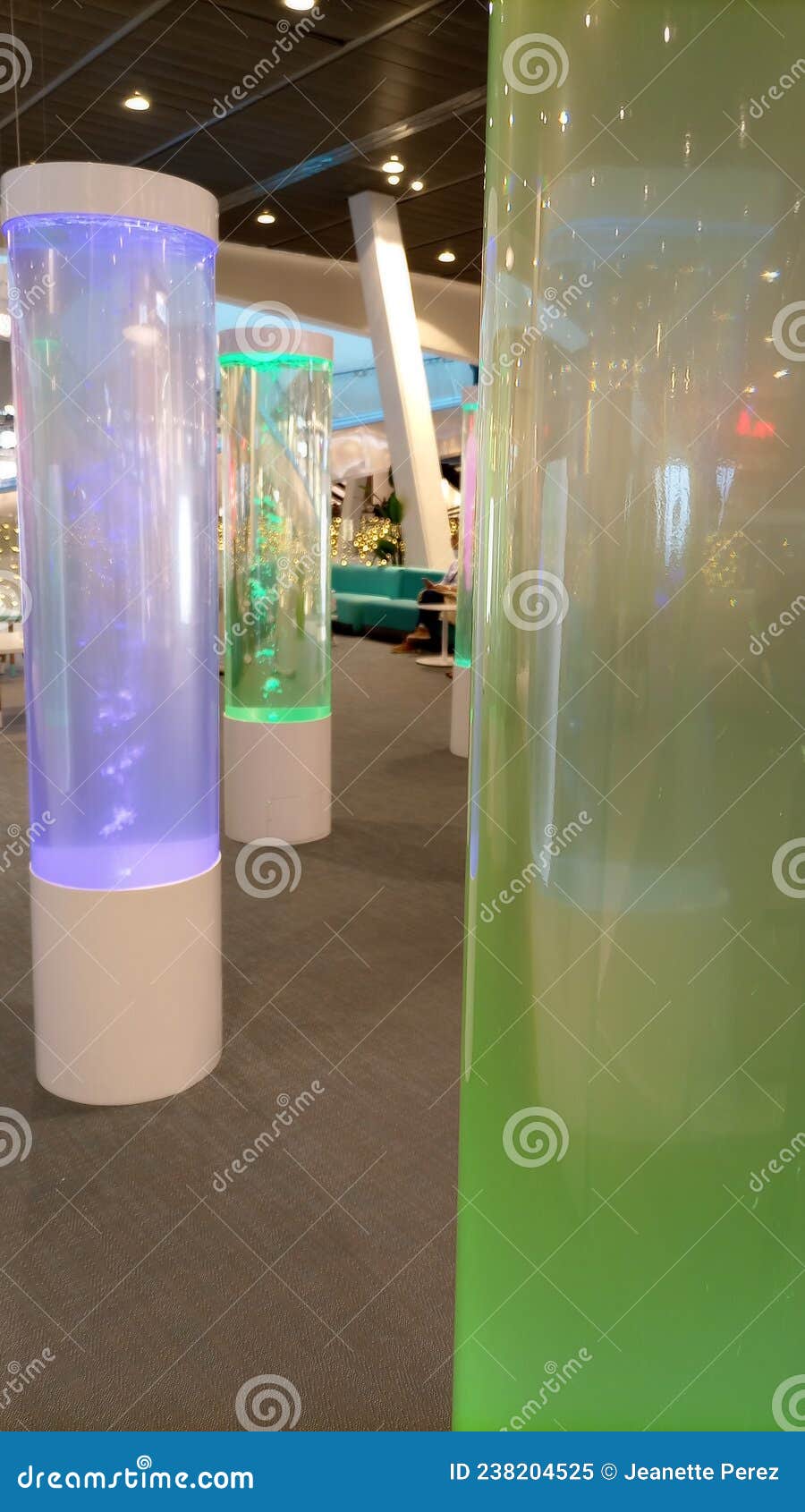 Colored Water Columns. Modern Art Editorial Image - Image of room, blue ...