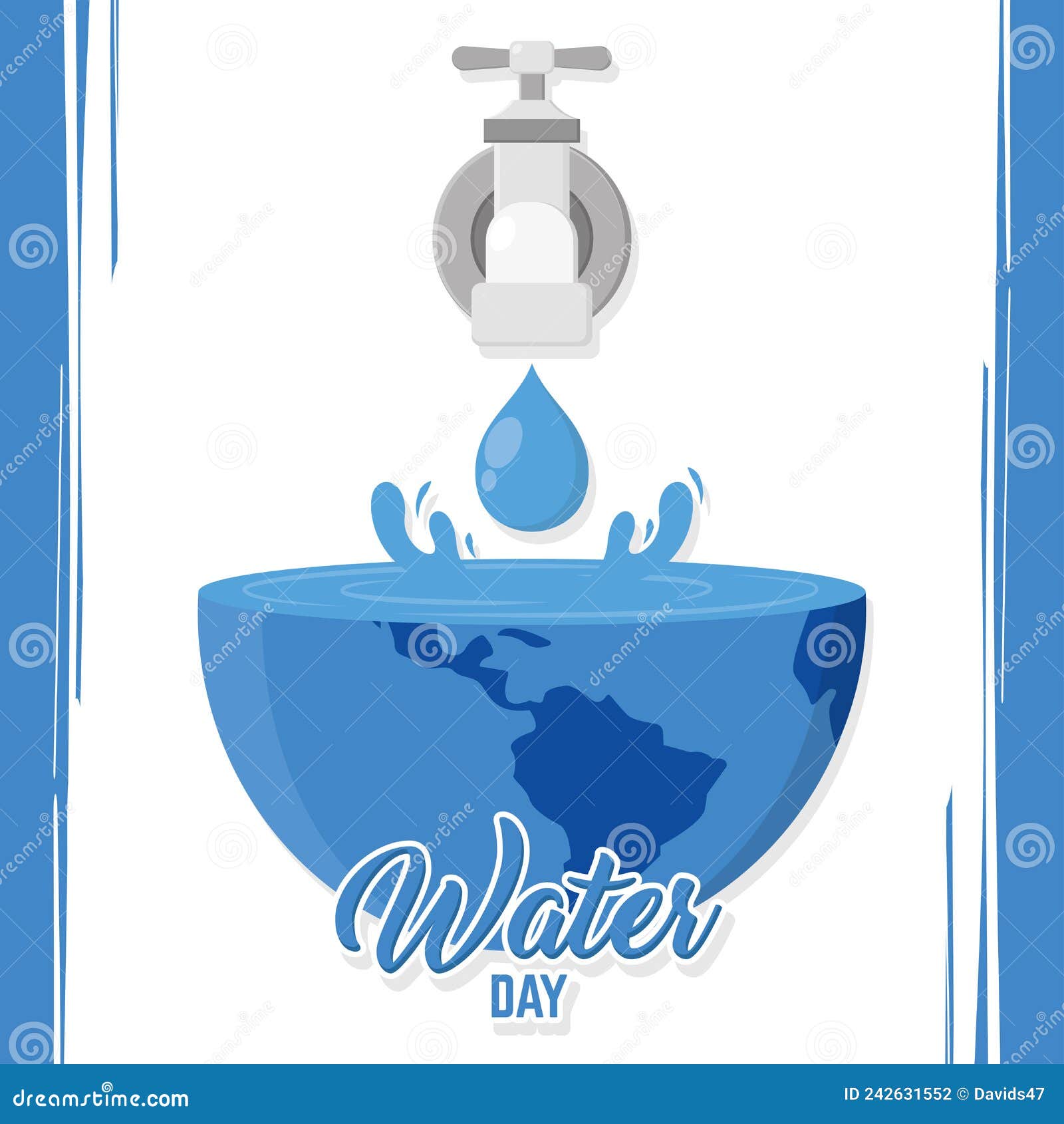 Colored Water Day Poster Water Tap Earth Globe Stock Vector ...