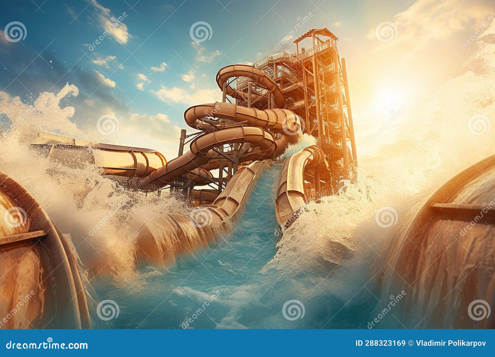 Colored Water Park Slides without People Stock Image - Image of ...