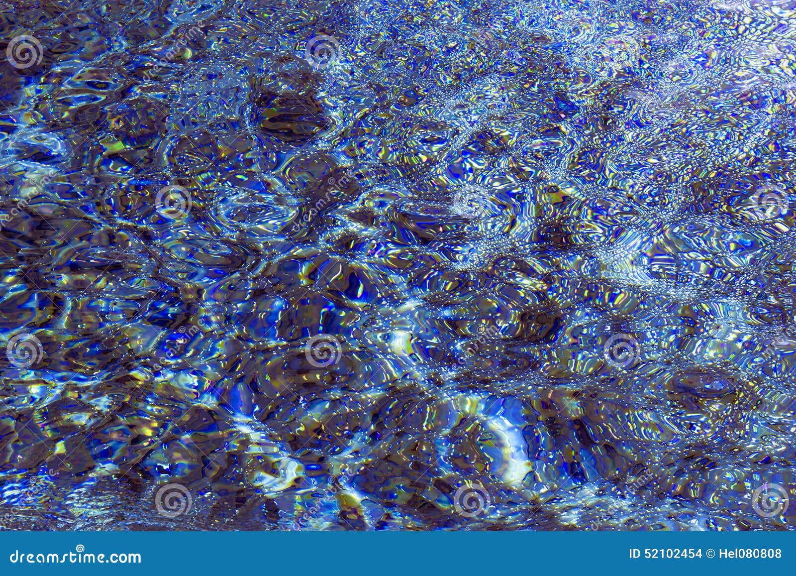 Colorful Water Reflections In Dark Blue With Yellow And Red Spots Stock ...