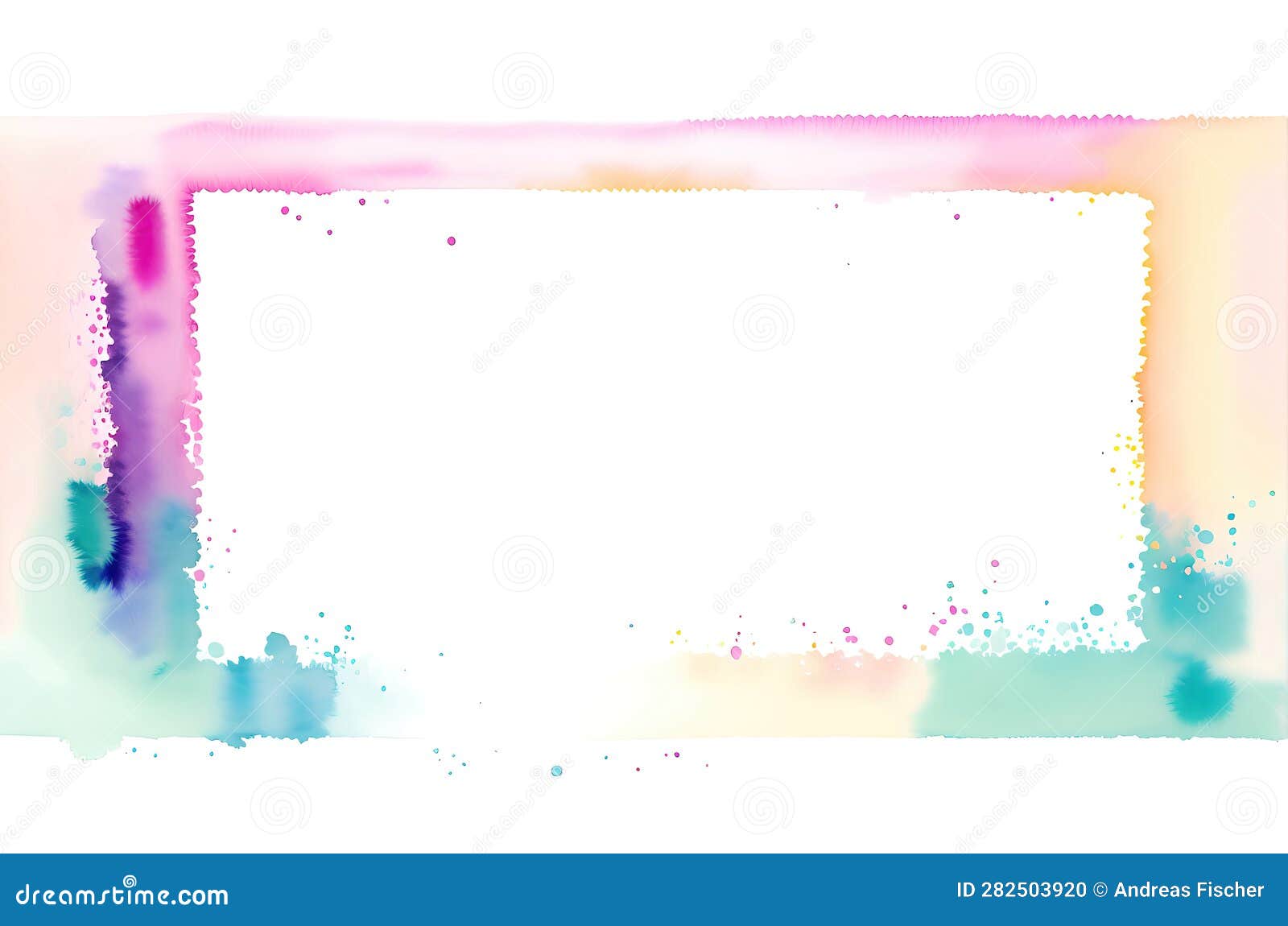 Colored Watercolor Frame on a White Background. Place for Text. Stock ...