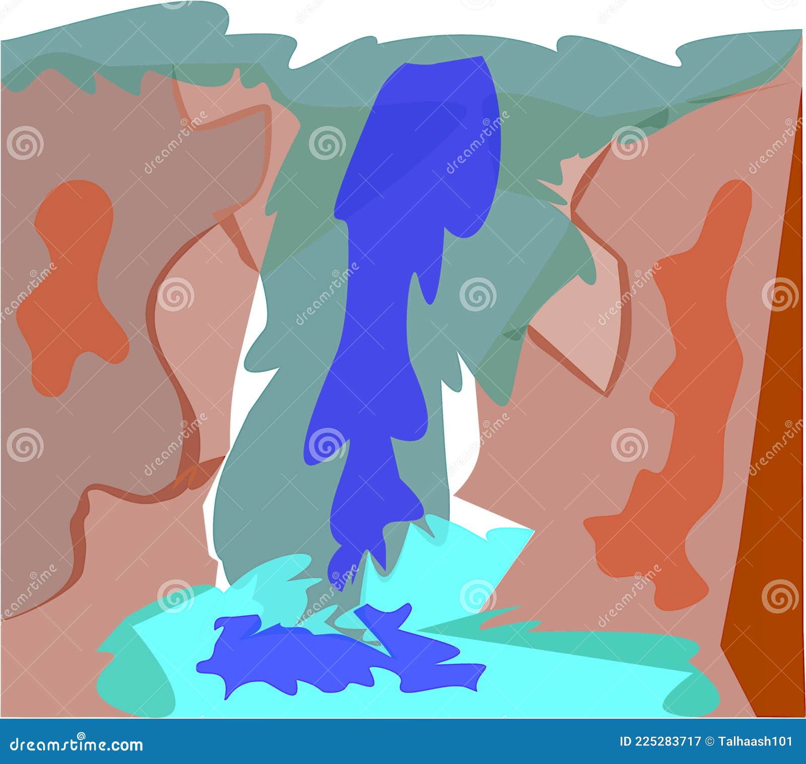 Colored Waterfall Graphic View Stock Vector - Illustration of landscape ...