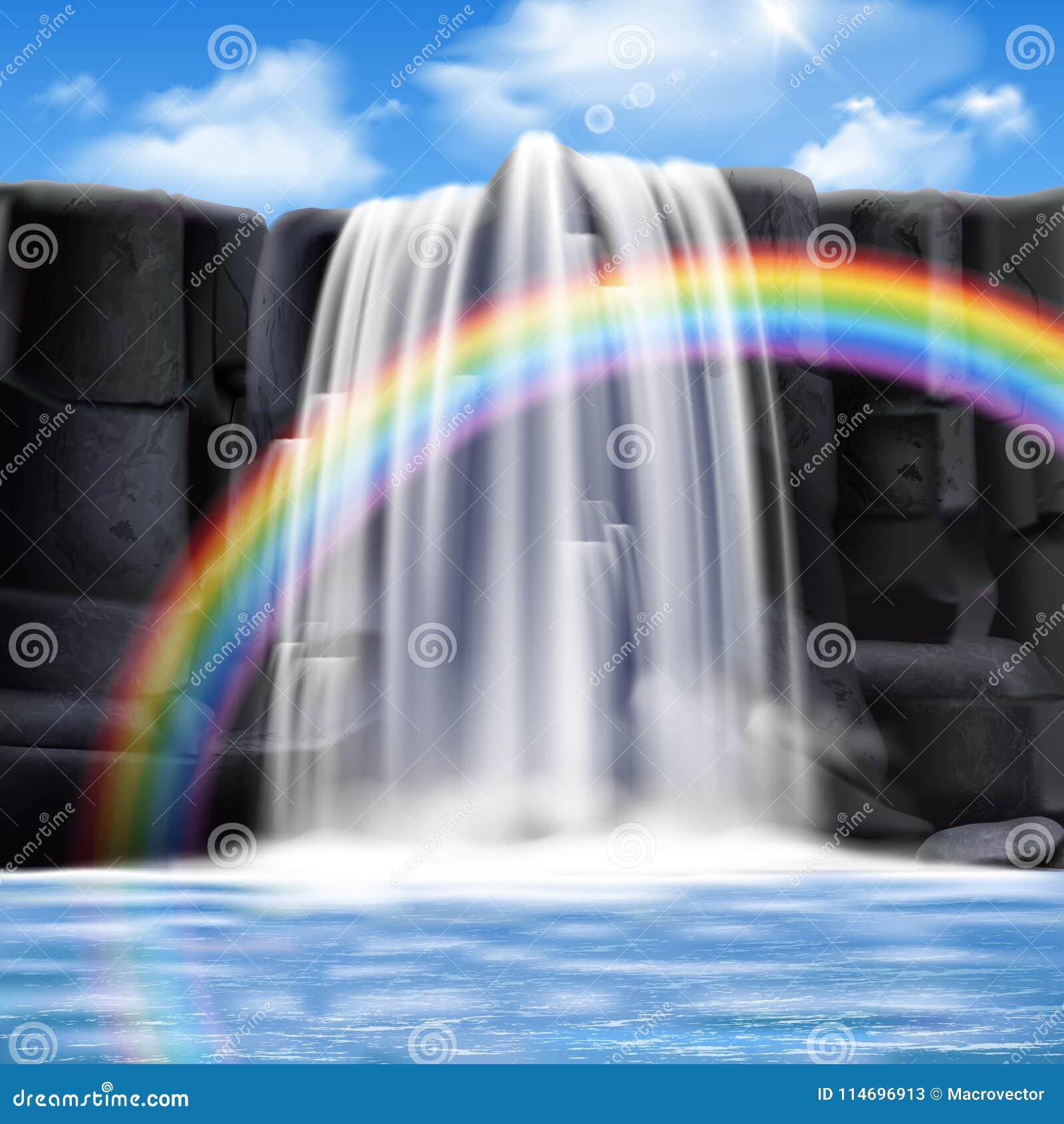 Colored Waterfalls Realistic Composition Stock Vector - Illustration of ...