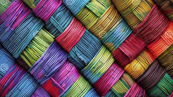 Colored Weave Seamless Pattern. Interlacing Bands, Thin Texture ...