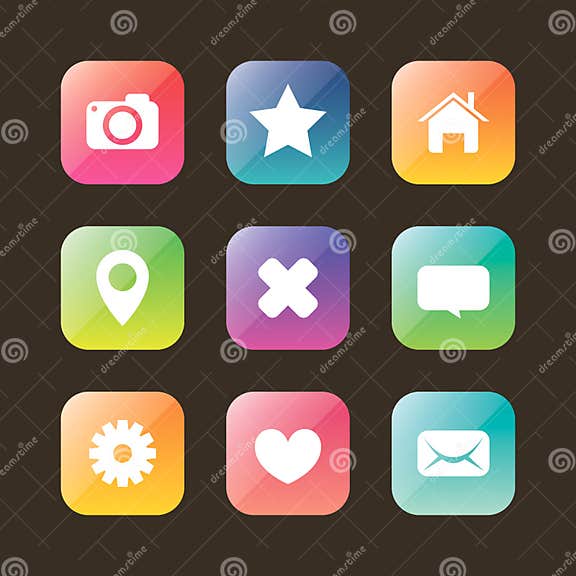 Colored web icon set stock vector. Illustration of email - 41739244