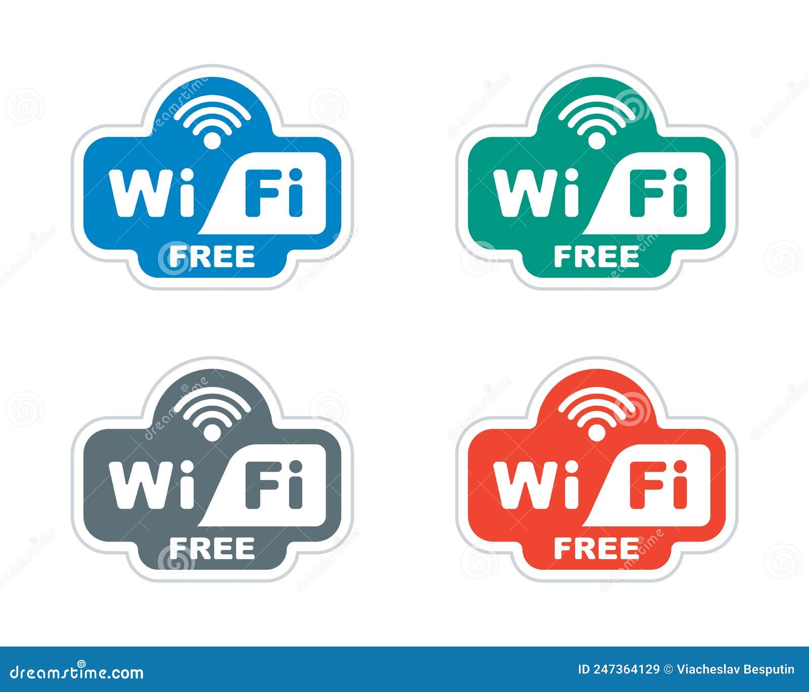Colored Wi-Fi Stickers for Internet Cafes. Free Internet Access Stock ...
